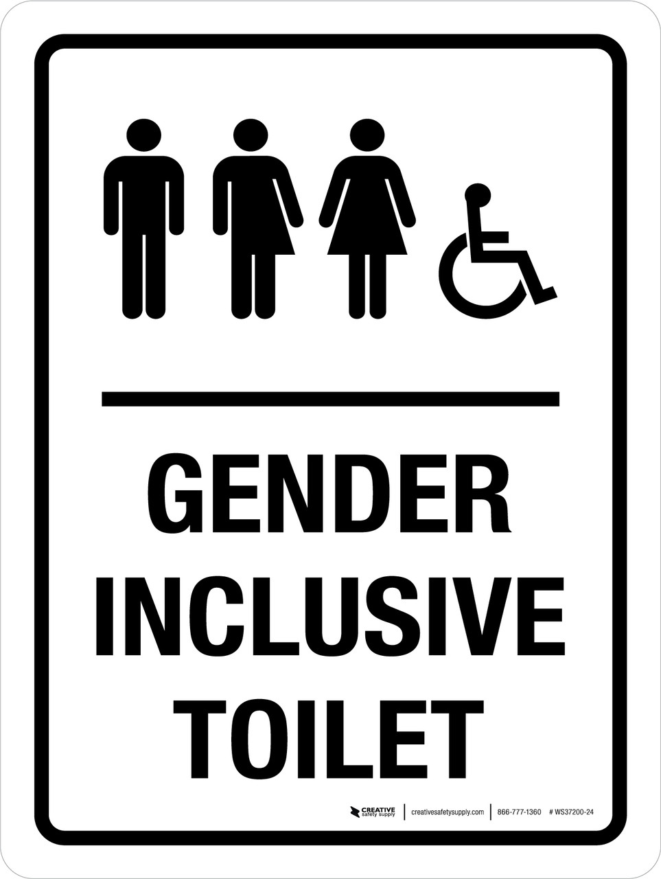 Gender Inclusive Toilet (with Wheelchair Icon) Portrait - Wall Sign