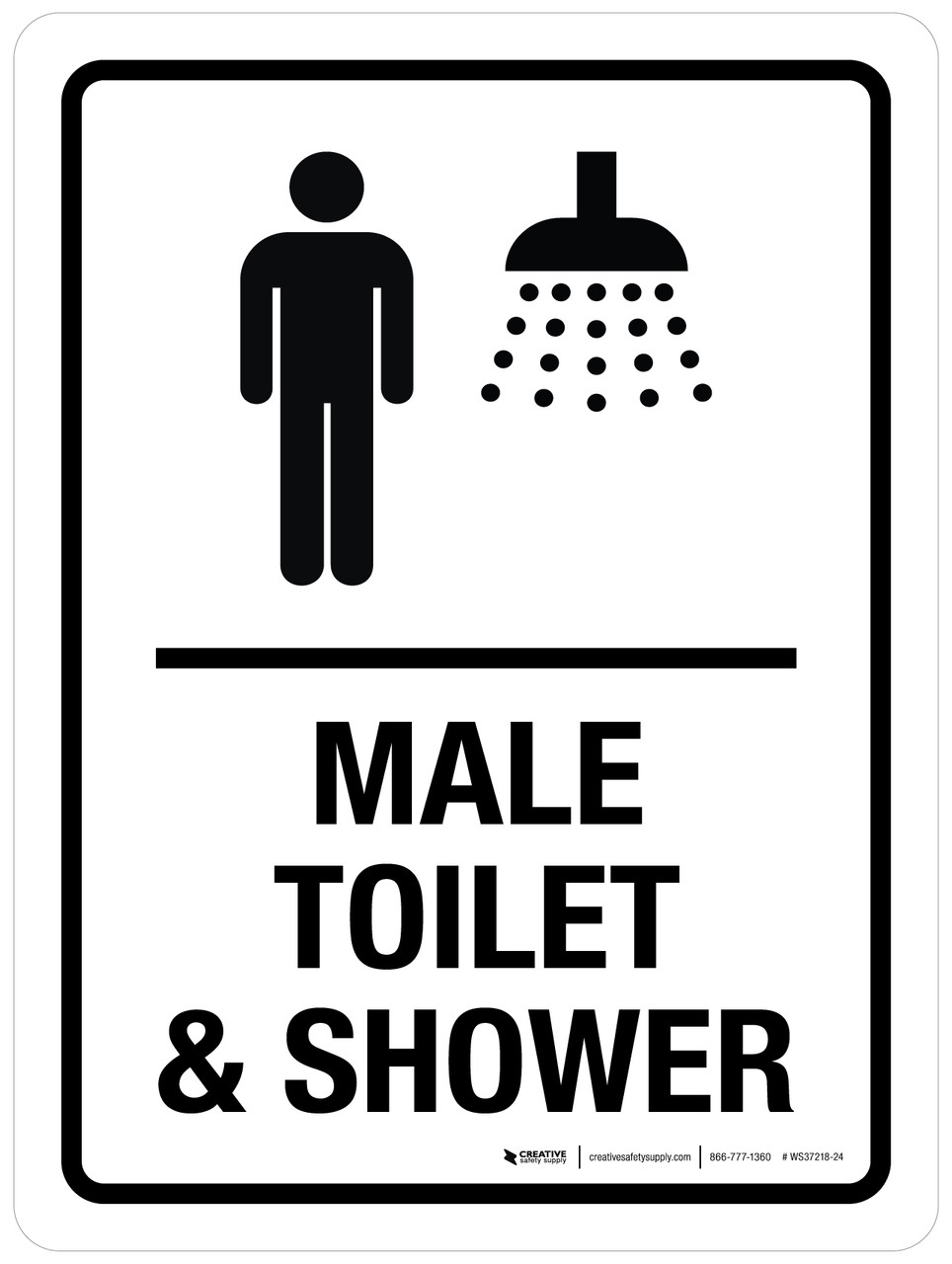 Male Toilet & Shower Portrait - Wall Sign | Creative Safety Supply