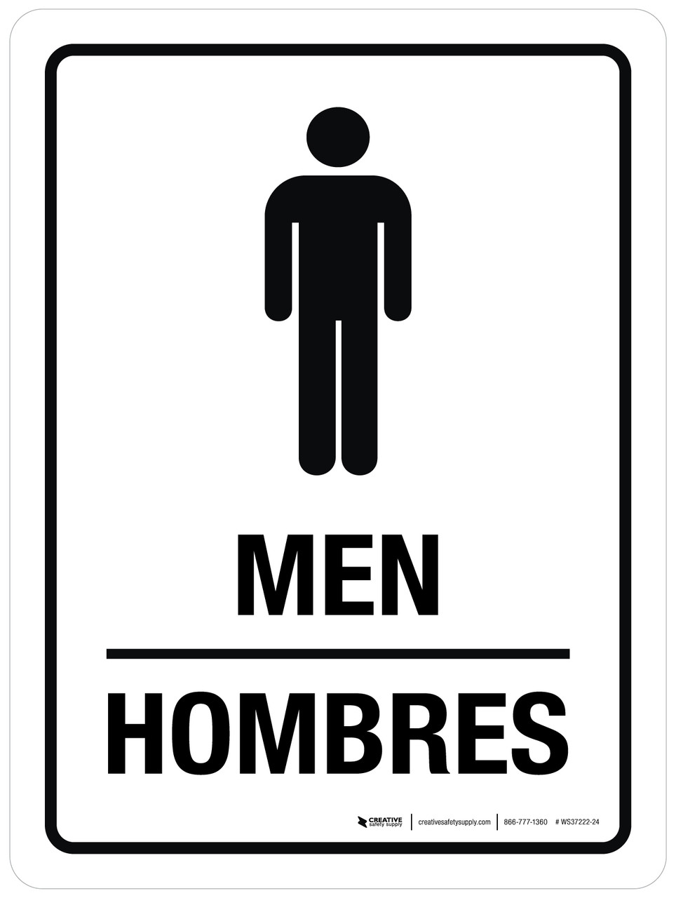 Men with Icon Bilingual Spanish Portrait - Wall Sign