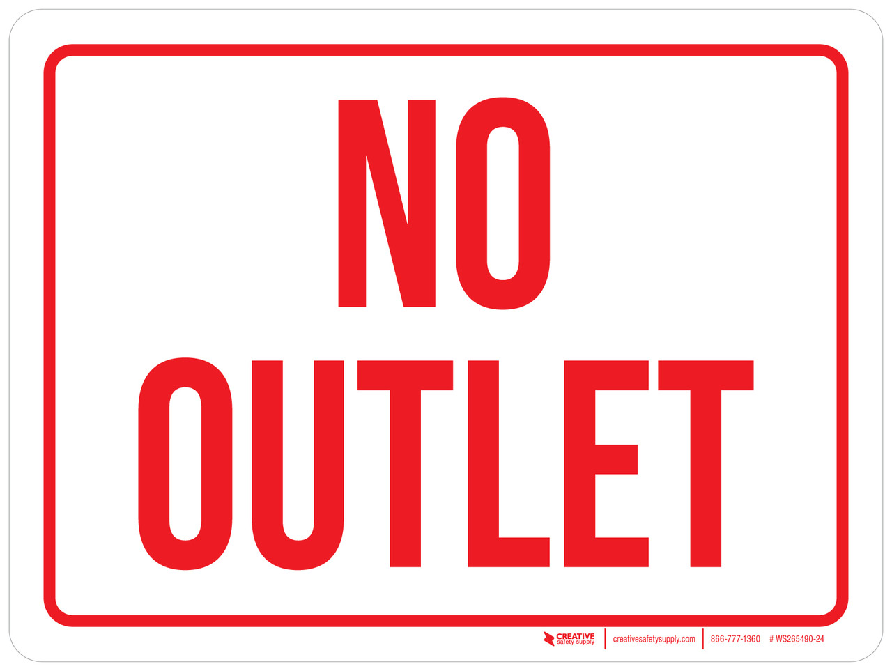 No Outlet Red Landscape - Wall Sign