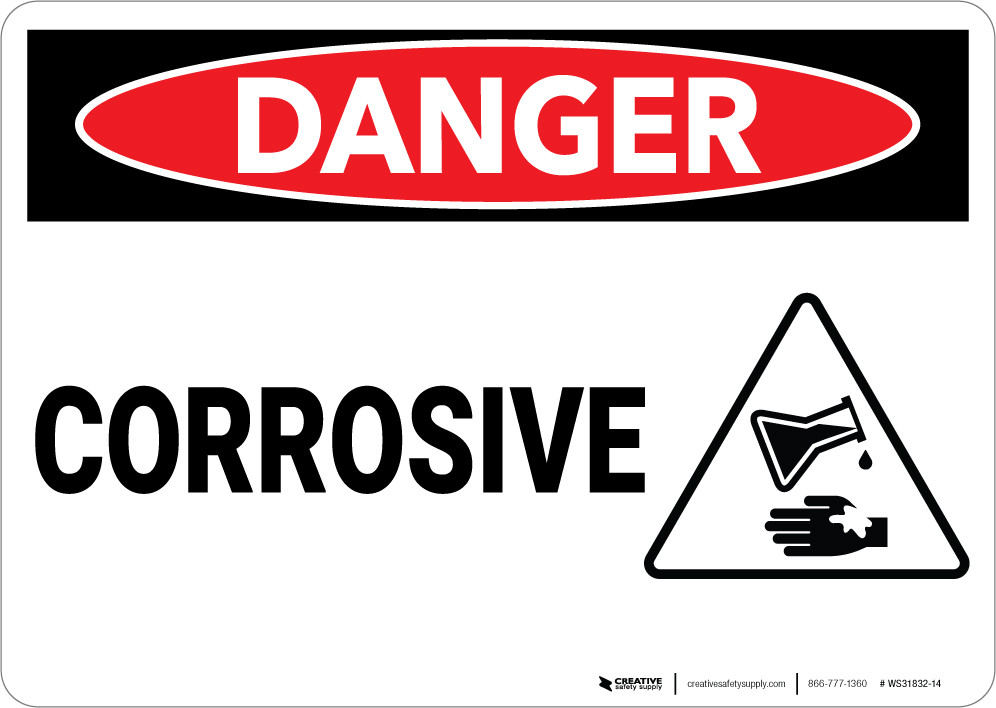 Danger: Corrosive Sign With Icon - Wall Sign | Creative Safety Supply