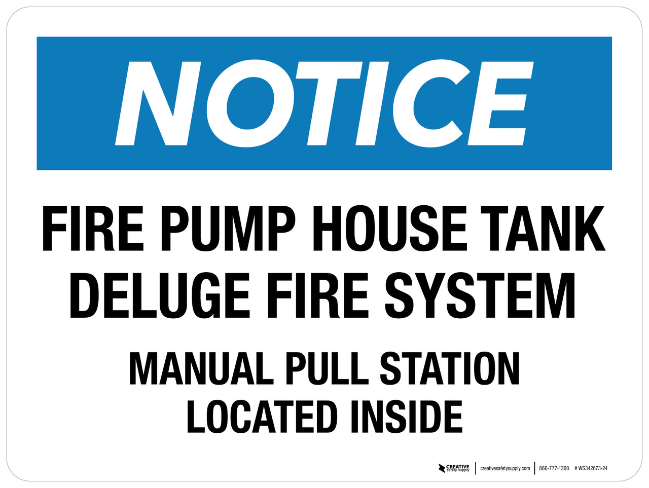 Notice: Fire Pump House Tank Deluge Fire System Manual Pull Station ...