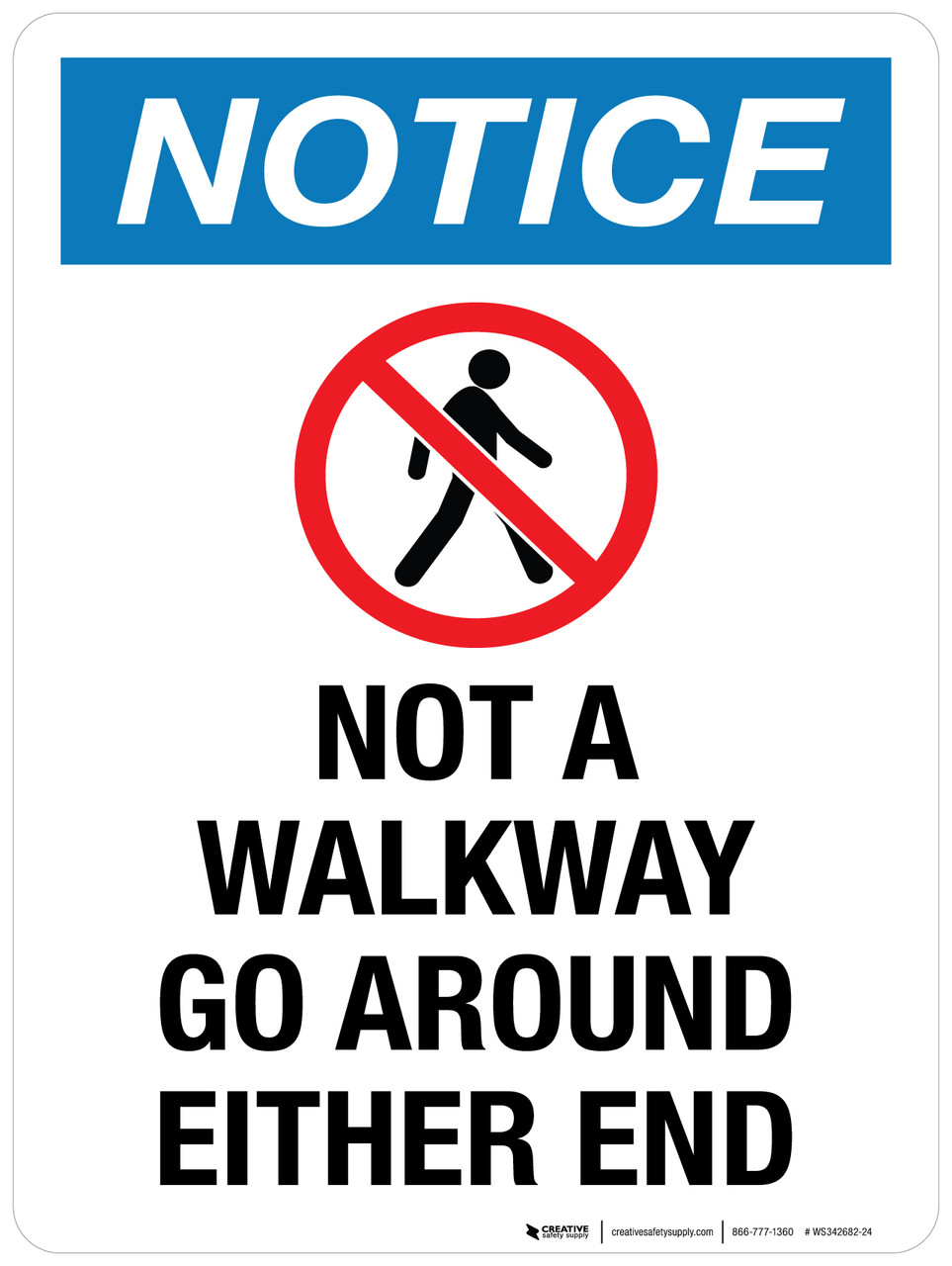Notice: Not A Walkway Go Around Either End Portrait - Wall Sign