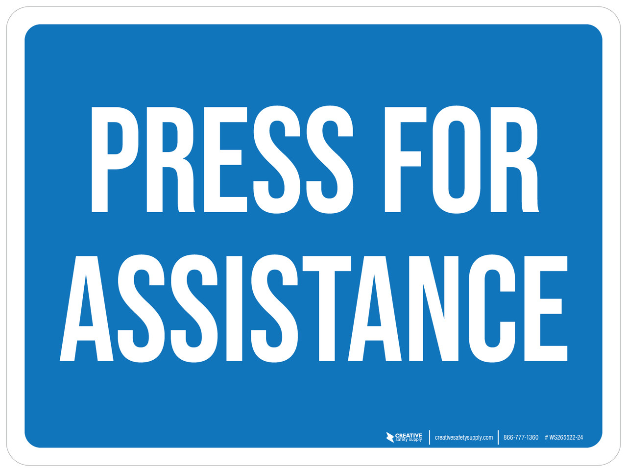 Press For Assistance Blue Landscape - Wall Sign