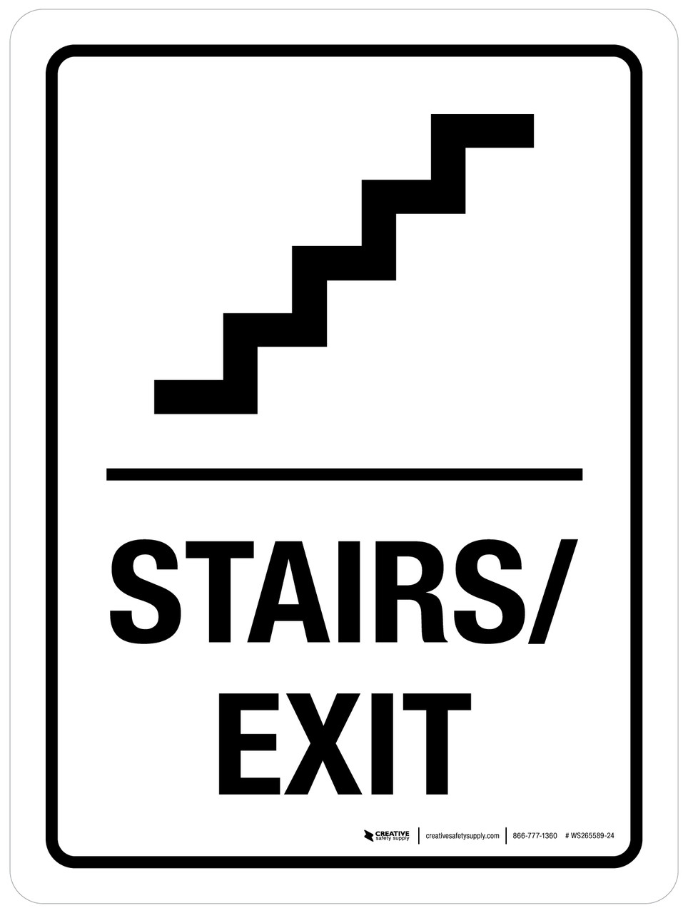 Stairs Exit White Portrait - Wall Sign