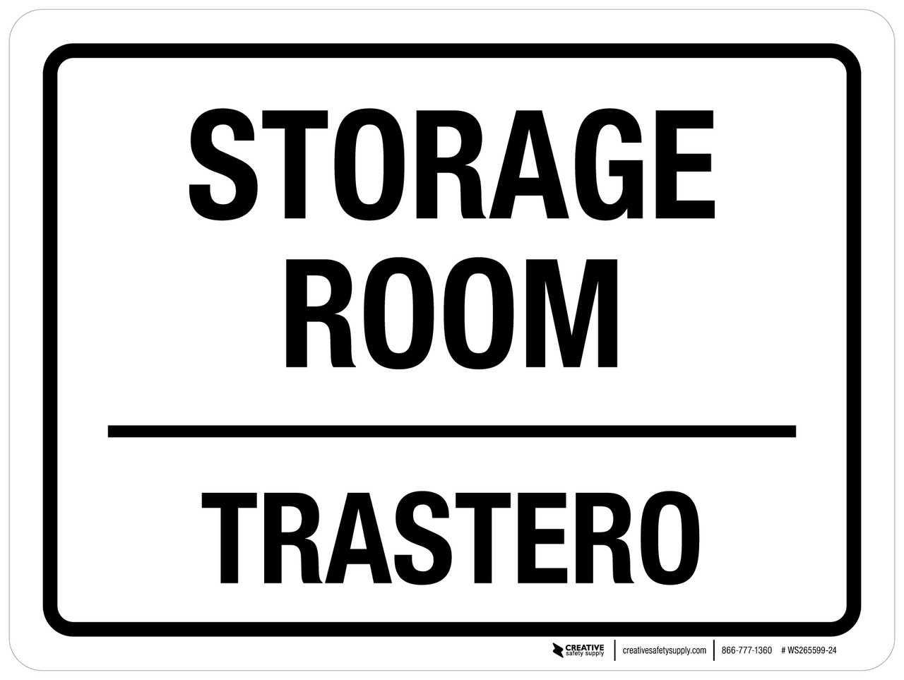 Storage Room Bilingual Spanish Landscape - Wall Sign | Creative Safety ...