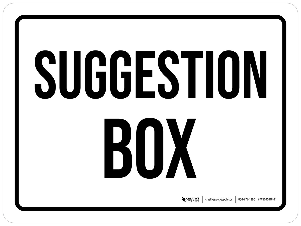 Suggestion Box White Landscape - Wall Sign