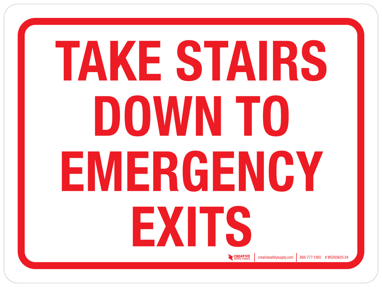 Take Stairs Down To Emergency Exits Landscape - Wall Sign | Creative ...