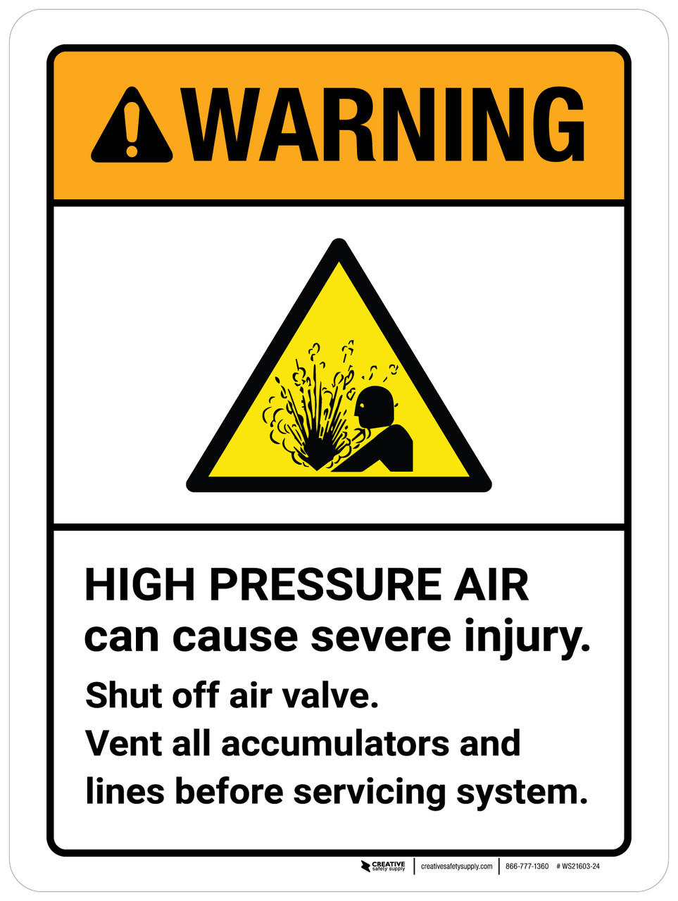 Warning: High Pressure Air Can Cause Severe Injury Shut Off Air Valve ...