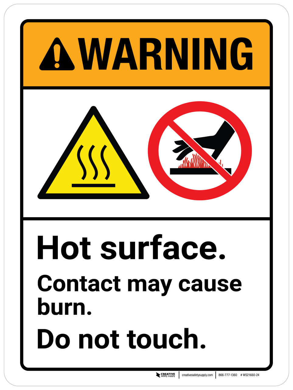 Warning: Hot Surface Contact May Cause Burn Do Not Touch Portrait ...