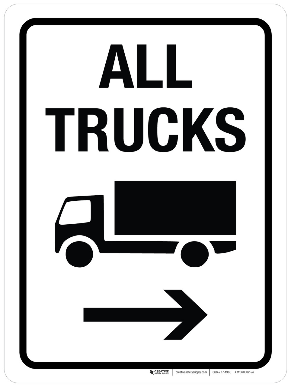 All Trucks with Right Arrow Portrait - Wall Sign | Creative Safety Supply