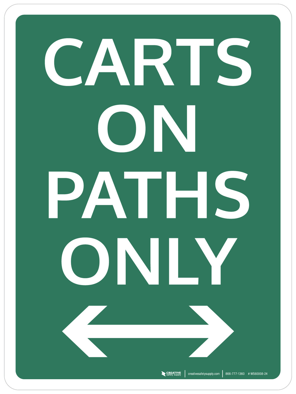 Carts on Path Only (with Arrows) Portrait - Wall Sign