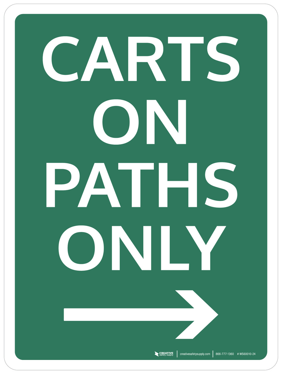 Carts on Path Only (with Right Arrow) Portrait - Wall Sign