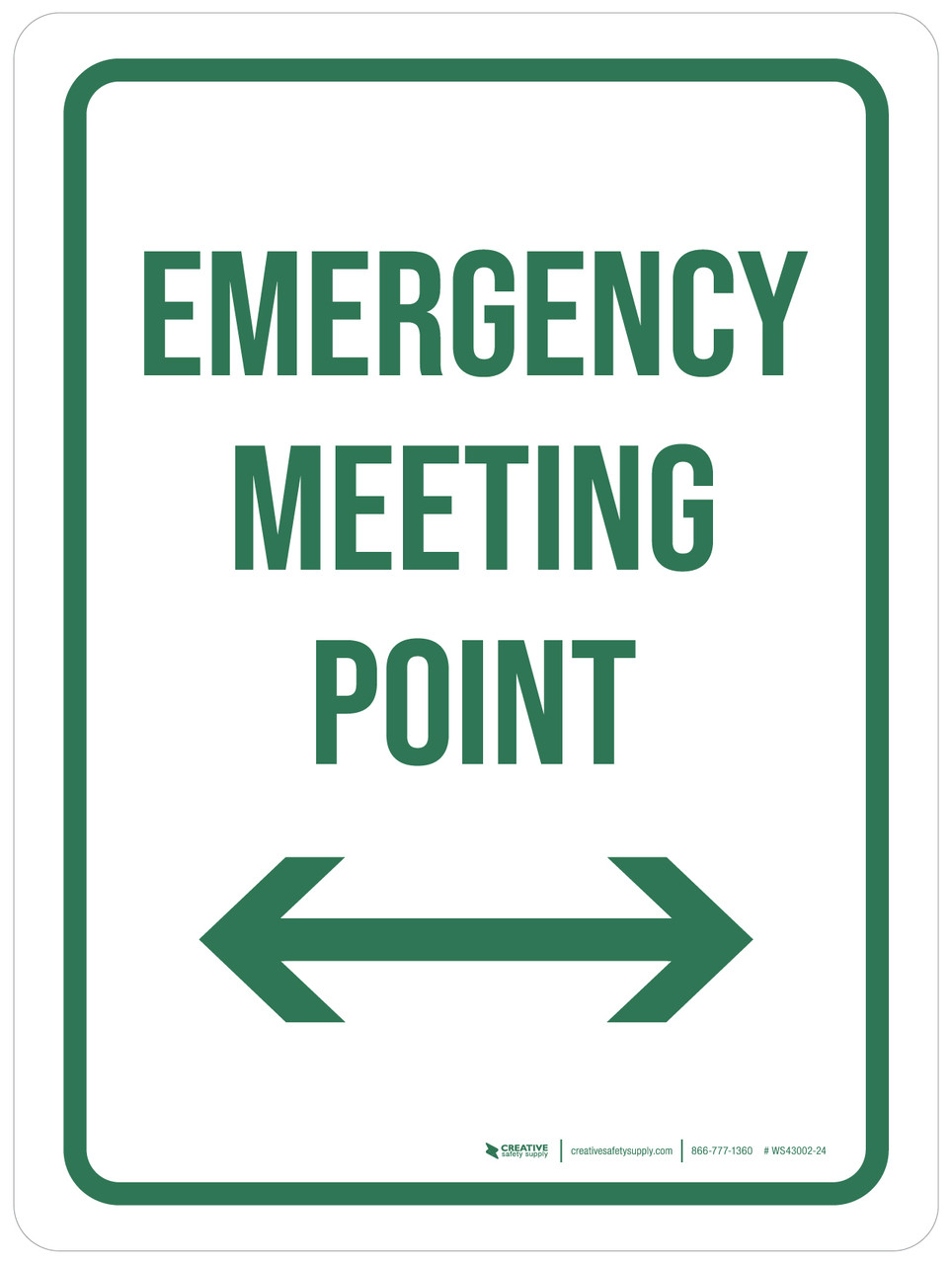 Emergency Meeting Point with Arrows Portrait - Wall Sign