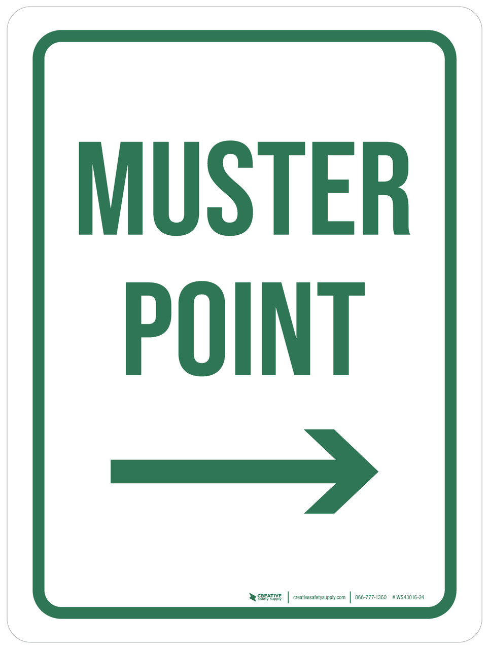 Muster Point with Right Arrow Portrait - Wall Sign | Creative Safety Supply