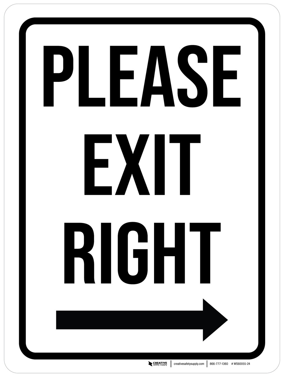 Please Exit Right White Portrait - Wall Sign