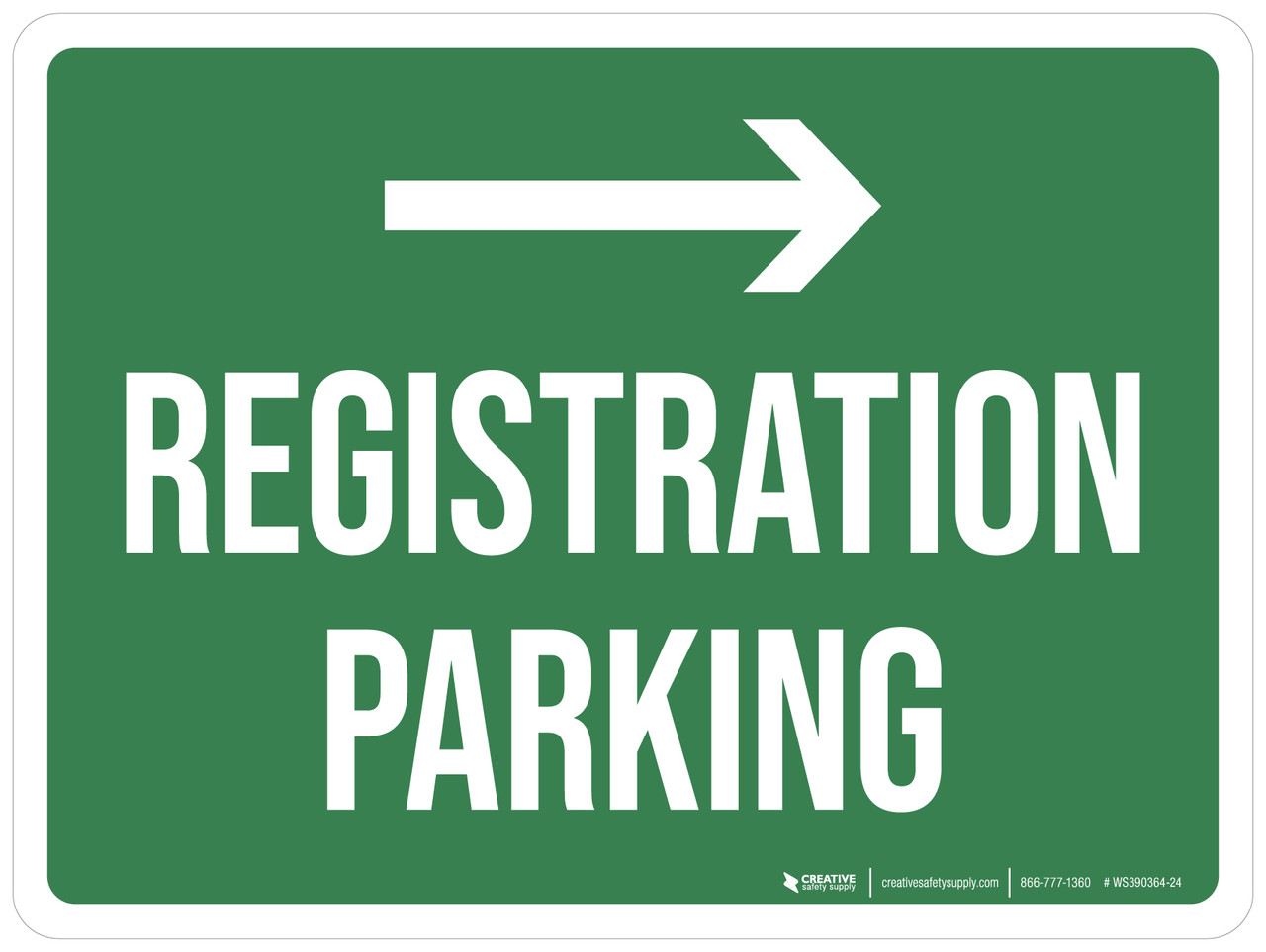 Registration Parking (with Right Arrow) Landscape - Wall Sign ...