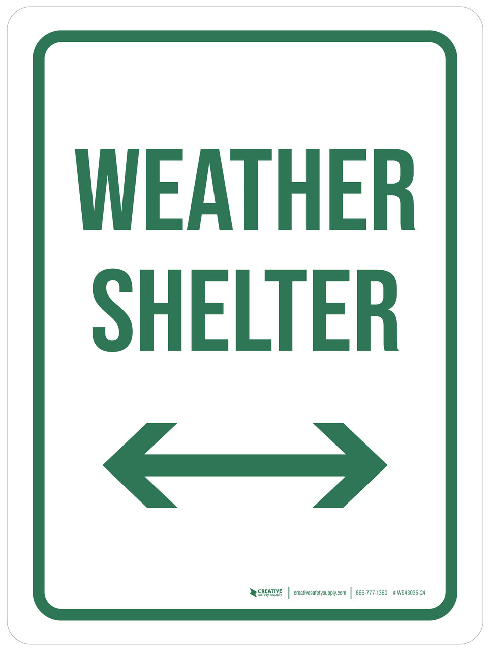 Weather Shelter with Arrows Portrait - Wall Sign