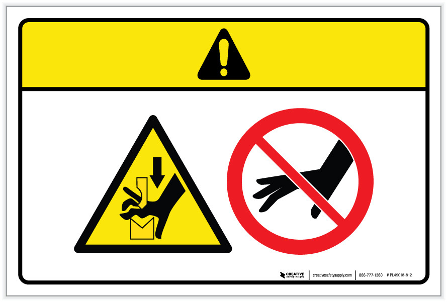 Caution: Hand Crushing Between Press Brake Tool Hazard (Wordless ISO ...