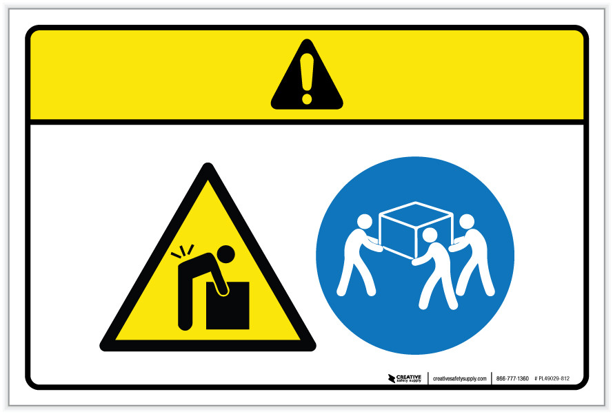 Caution: Lift Hazard Three People Lift (Wordless ISO/ANSI) - Label ...