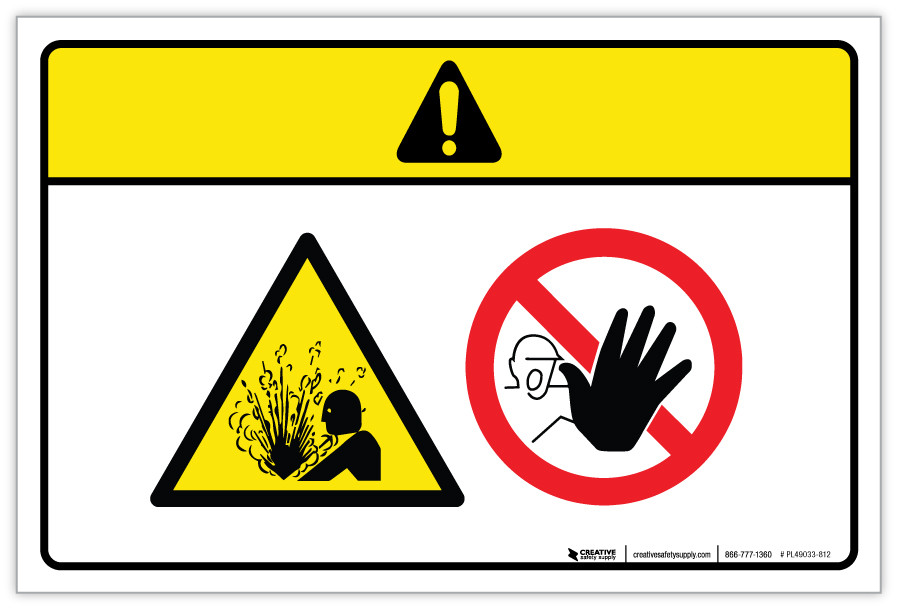 Caution: Pressurized Device Hazard Stay Away (Wordless ISO/ANSI) - Label