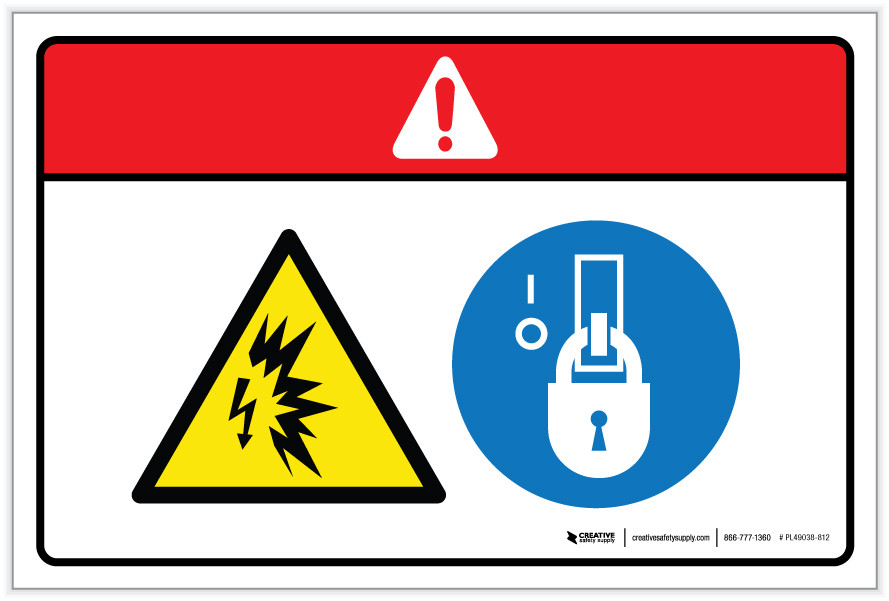 Danger: Arc Flash And Shock Hazard Lockout Tagout (Wordless ISO/ANSI ...