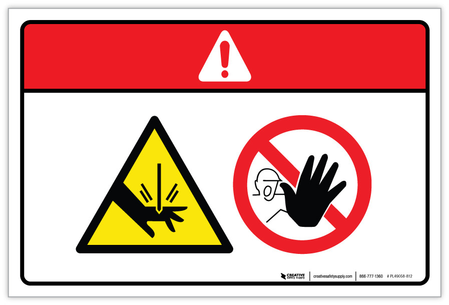 Danger: Cut or Sever Hazard Keep Clear (Wordless ISO/ANSI) - Label