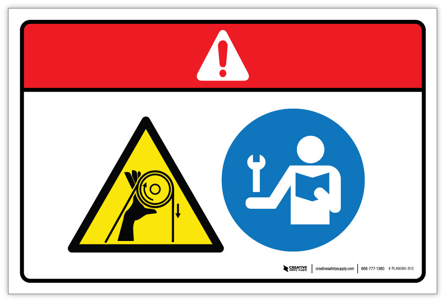 Danger: Entanglement Hazard Read User Guide (Wordless ISO/ANSI) - Label