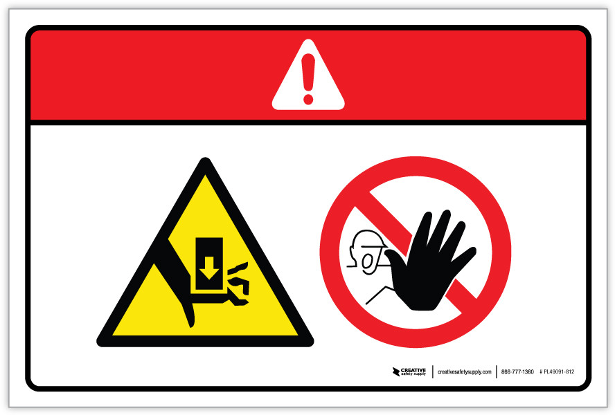 Danger: Hand Crush Hazard Stay Clear (Wordless ISO/ANSI) - Label ...