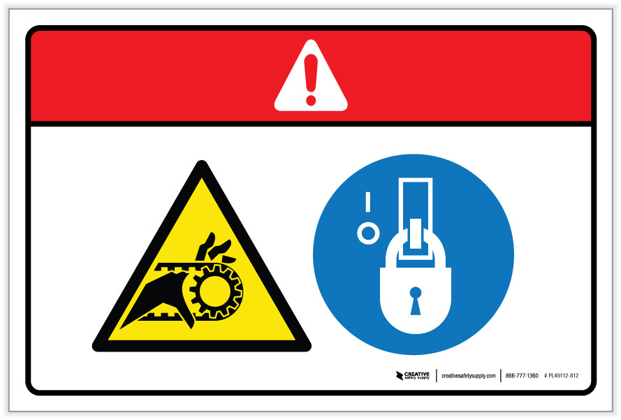 Danger: Notched Belt Drive Hand Entanglement Hazard Lockout Tagout ...