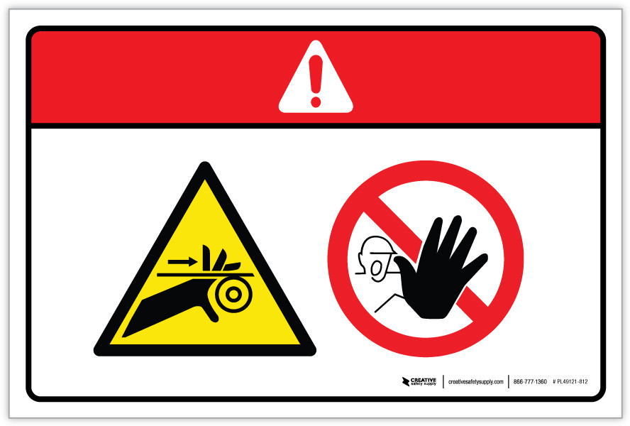 Danger: Pinch Point Hand Entanglement Hazard Keep Clear (Wordless ISO ...