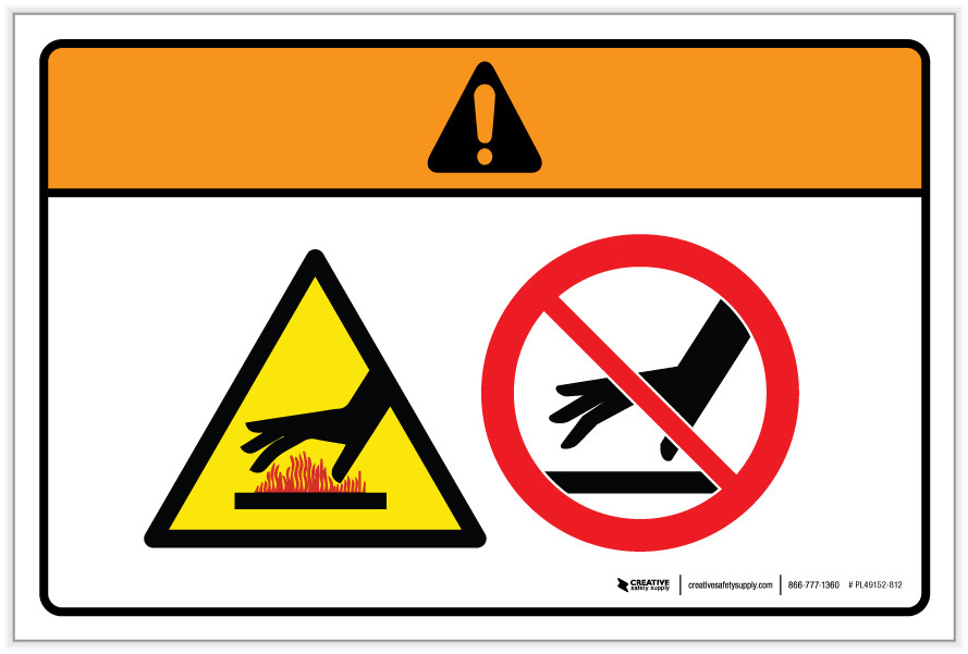 Warning: Burn Hazard Do Not Touch (Wordless ISO/ANSI) - Label