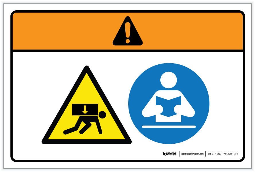 Warning: Crush Hazard Read User Guide (Wordless ISO/ANSI) - Label