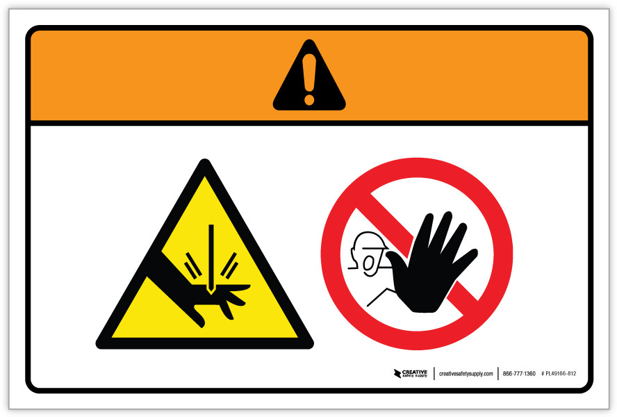 Warning: Cut or Sever Hazard Keep Clear (Wordless ISO/ANSI) - Label