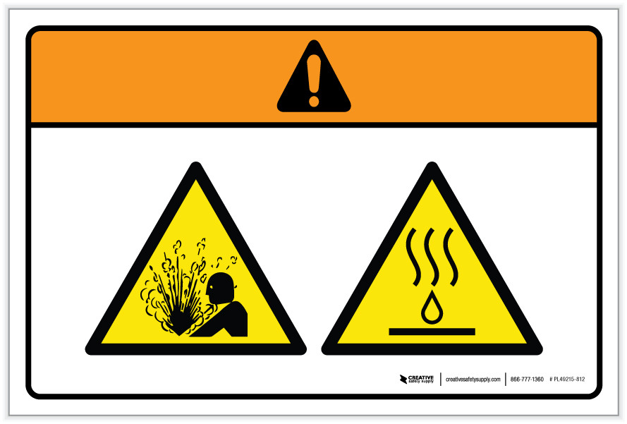 Warning: Pressurized Device Hot Steam (Wordless ISO/ANSI) - Label