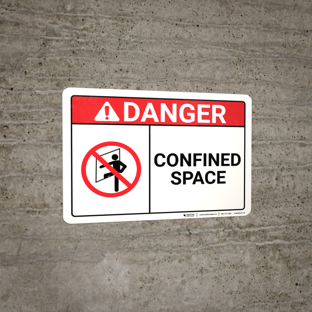 Danger: Confined Space With Icon ANSI - Wall Sign | Creative Safety Supply
