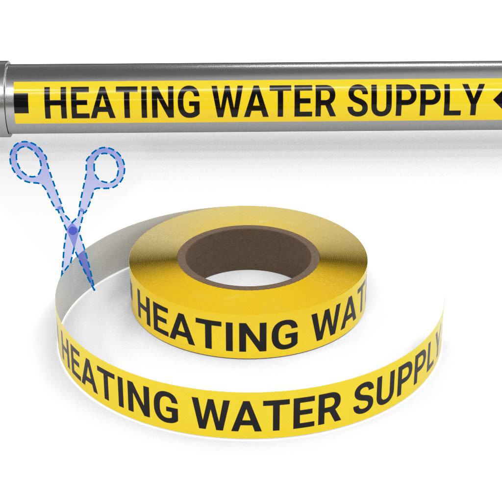 Heating Water Supply (Yellow) - Smart Stripe Inline Pipe Marking Roll ...