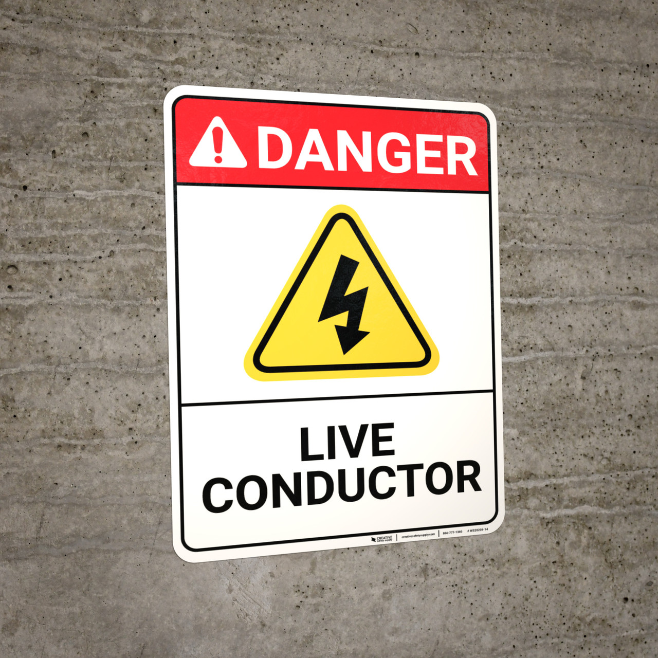 Danger: Live Conductor with Graphic ANSI - Wall Sign