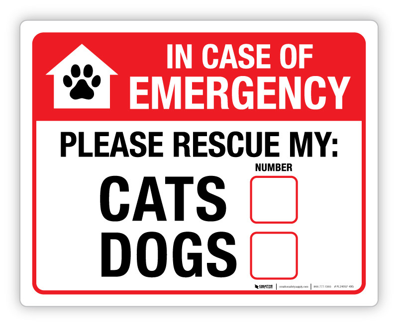 In Case of Emergency Please Rescue My Cat/Dog (# of Pets) - Label