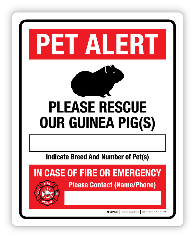 Pet Alert - Please Rescue Our Guinea Pig(s) - Label | Creative Safety ...