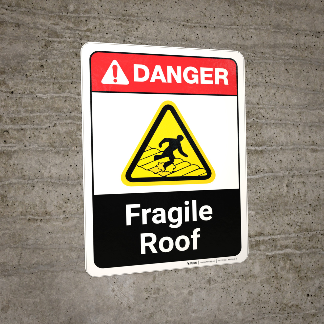 Danger: Fragile Roof with Graphic Warning ANSI - Wall Sign | Creative ...