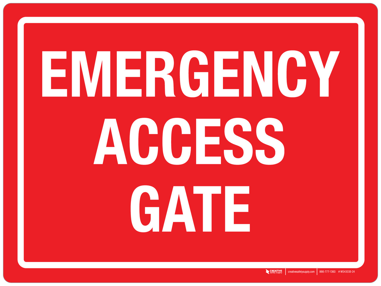 Emergency Access Gate Red Landscape - Wall Sign