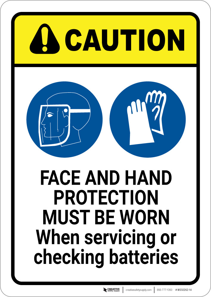 Caution: Face and hand Protection Must be Worn with Graphic - Wall Sign