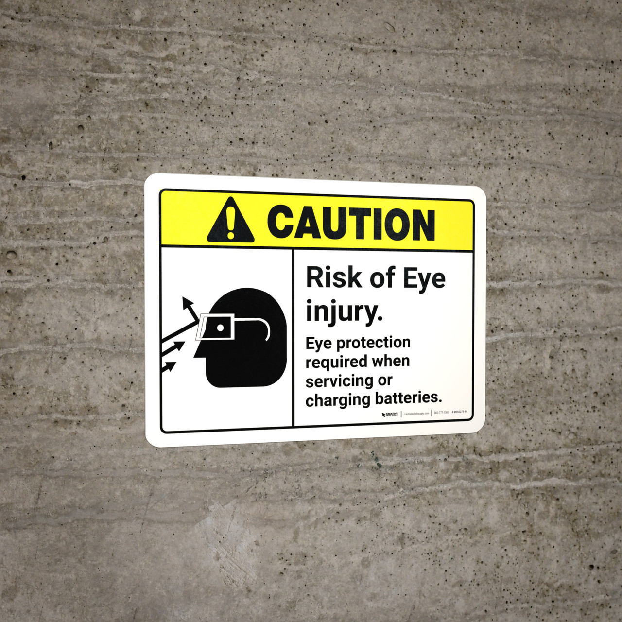 Caution: Eye Protection Required with Graphic ANSI - Wall Sign ...