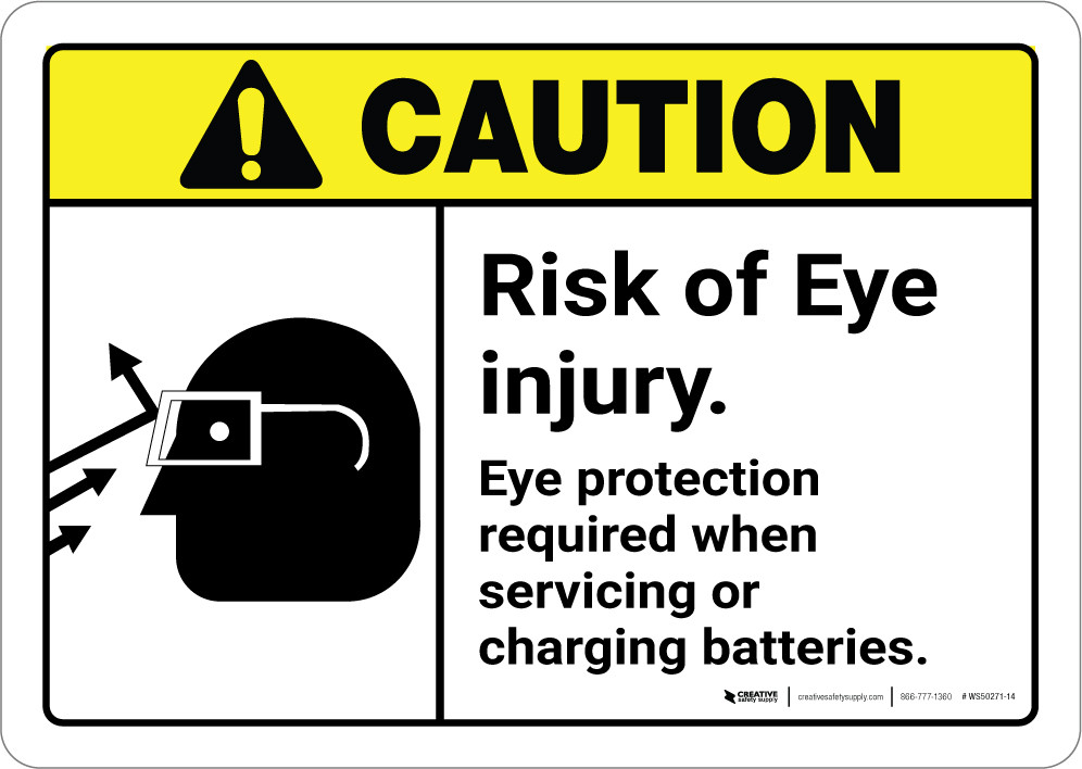 Caution: Eye Protection Required with Graphic ANSI - Wall Sign ...