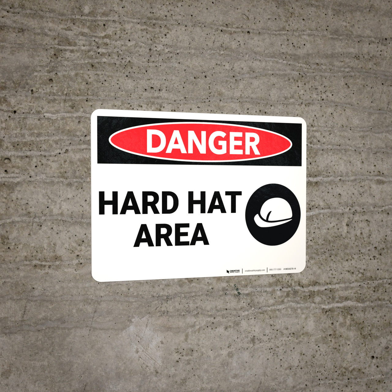 Danger: Warning Hard Hat Area - Wall Sign