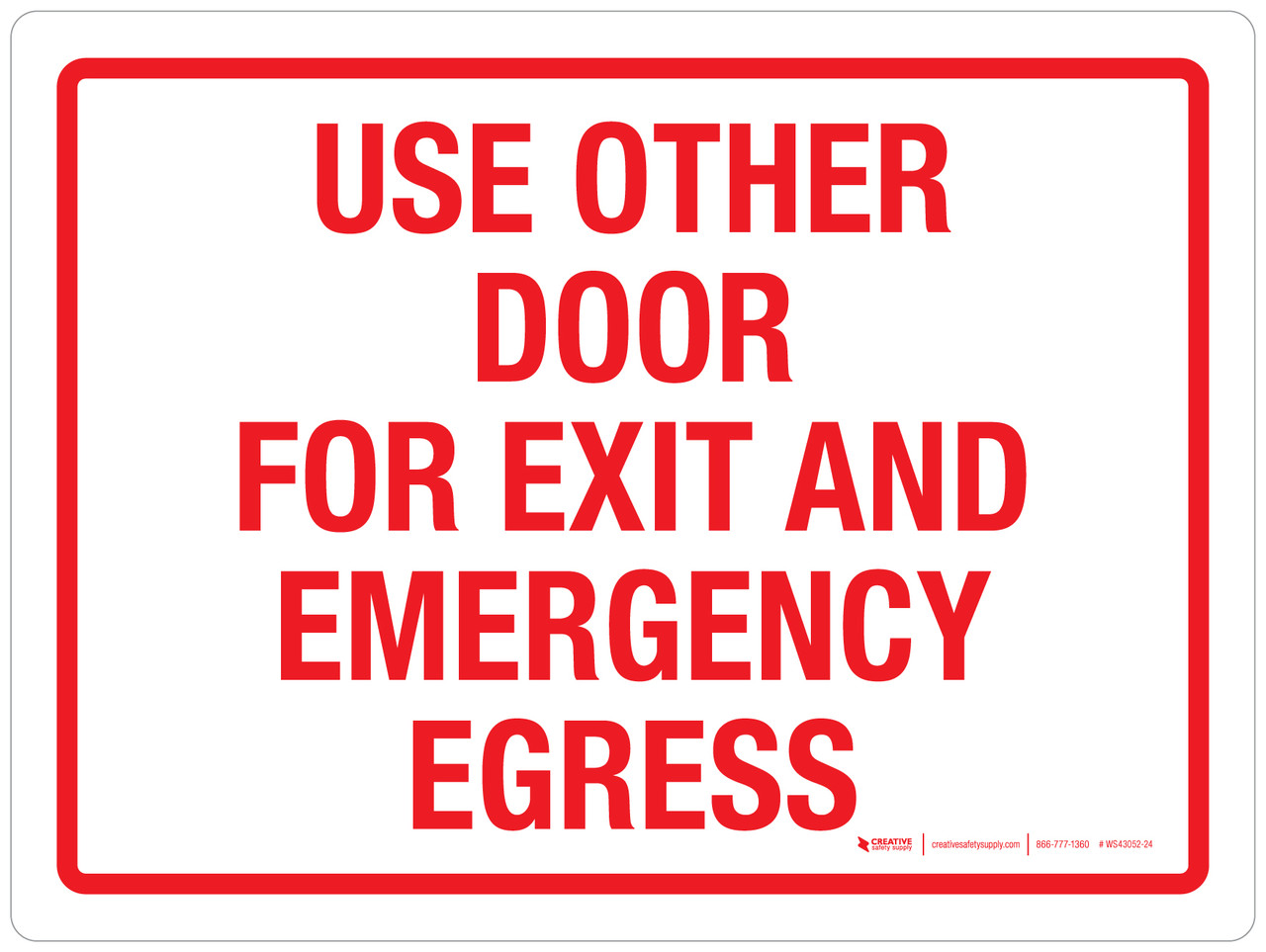 Use Other Door For Exit And Emergency Egress Landscape - Wall Sign