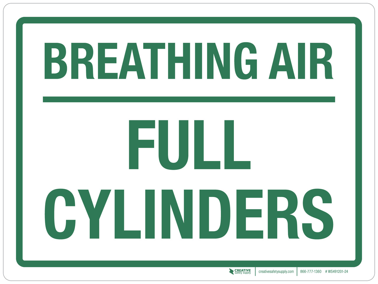 Breathing Air Full Cylinders Landscape - Wall Sign | Creative Safety Supply