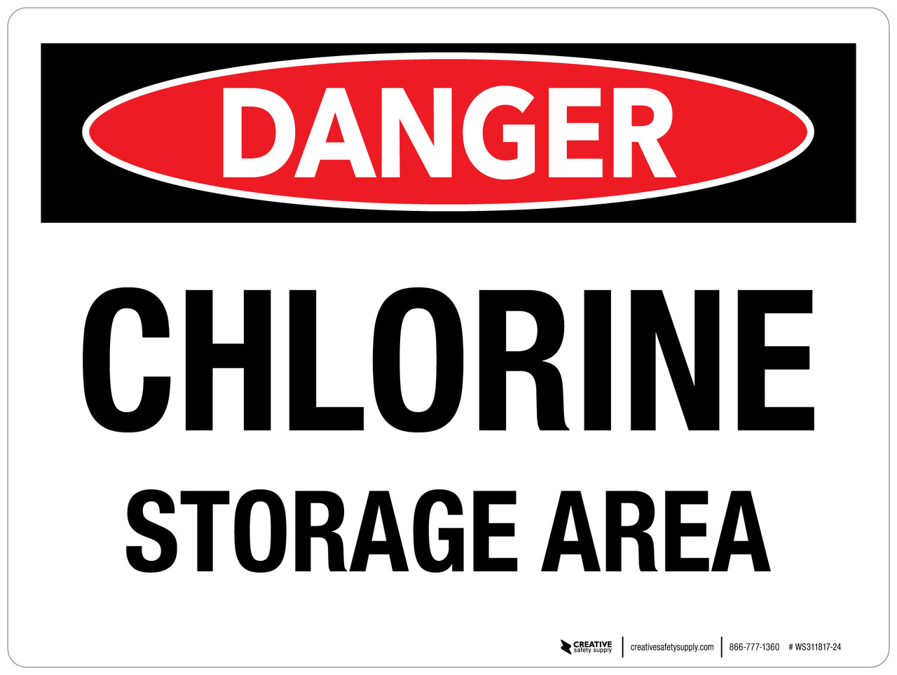 Danger: Chlorine Storage Area Landscape - Wall Sign | Creative Safety ...