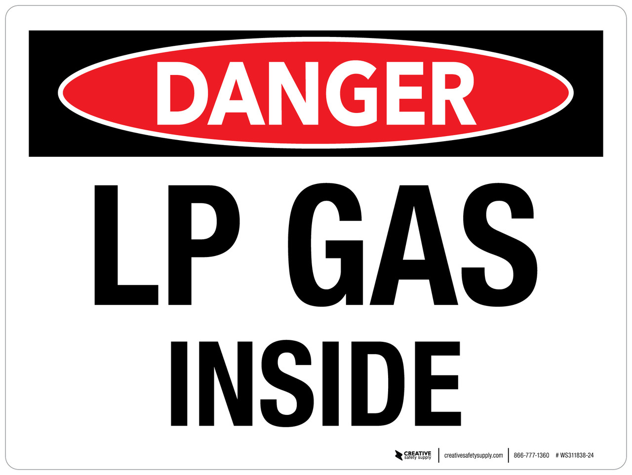 Danger: LP Gas Inside Landscape - Wall Sign